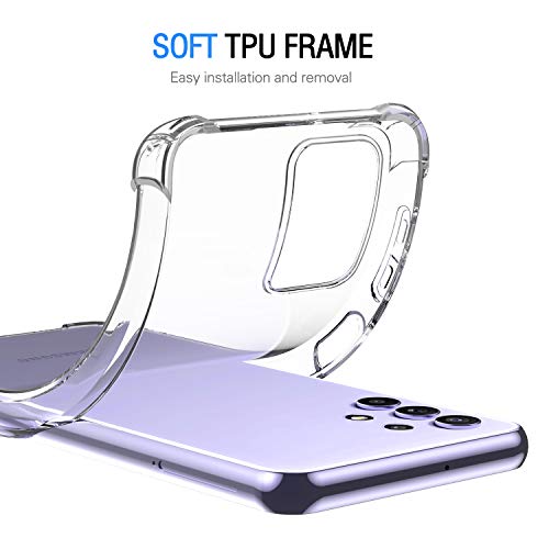 ivoler [4 in 1 Case for Samsung Galaxy A32 5G/M32 5G (Not fit A32 4G/M32 4G) with 3 Pack Tempered Glass Screen Protector, Clear Slim Soft TPU Silicone Protective Shockproof Phone Case 6.5 inch