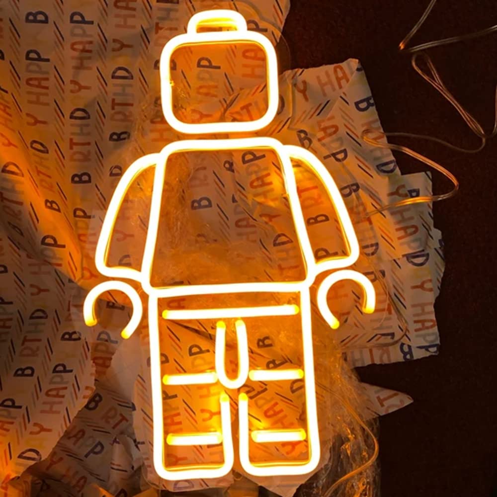 Neon Nursery Wall Decor for Boy L-e-g-o Man Custom Sign for Nursery Boy Night light Size:45X30cm
