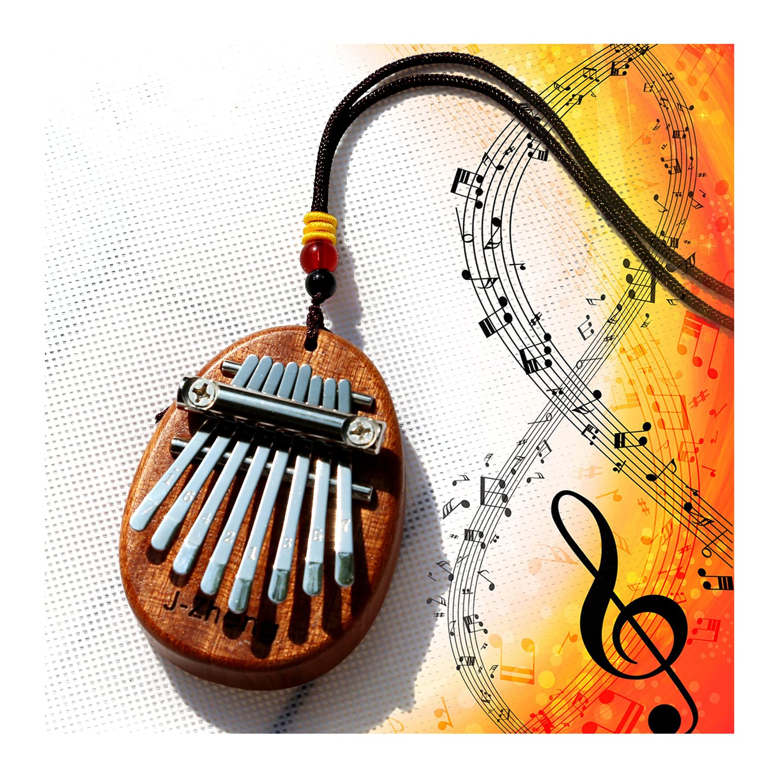 Kalimba 8 Keys, Solid Wood Thumb Piano, Portable Musical Instrument, Gift for Kids Adult Beginners Professional (thumb Piano) (round)