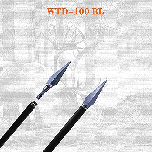 Hunting Broadheads One Piece Broad Head Archery Target Tip Arrowheads Archery Field Points 12Pk and 1PK Broadhead Box 100 Grain Blue