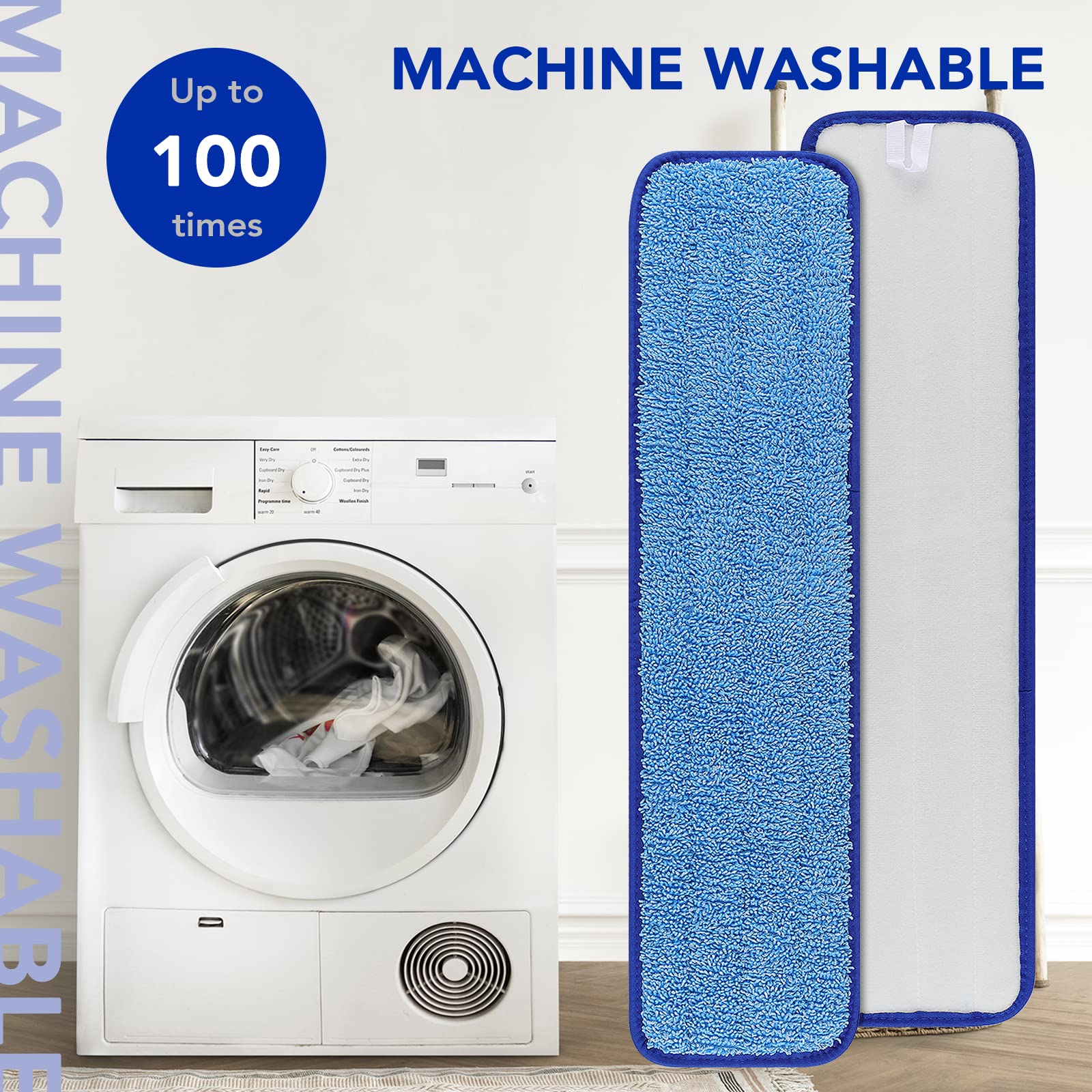 Replacement Microfiber Pad for Rubbermaid Commercial 18 Inch Mop Head - 2 Pack Wet & Dry Commercial Cleaning Refills Reusable Mop Refills Fit for Any Microfiber Flat Mop System 18"
