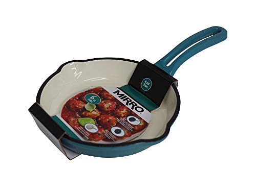 Mirro MIR-19060 6" Mini Cast Iron Skillet, Teal, Ready to Use