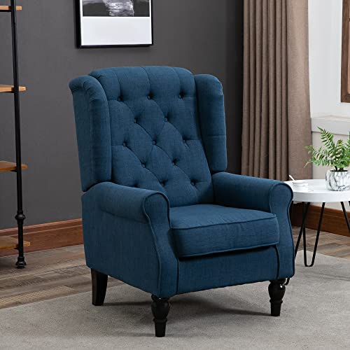 HOMCOM Button-Tufted Accent Chair with High Wingback, Rounded Cushioned Armrests and Thick Padded Seat, Cream White