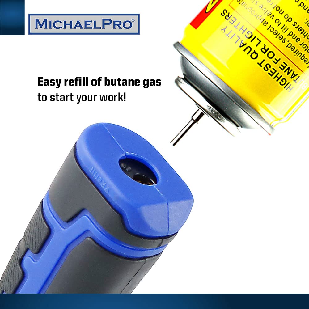 MichaelPro MP013006 Butane Powered Glue Gun, Cordless Fast Heating Gas Hot Glue Gun with Self-Regulating Temperature for DIY, Arts & Crafts, Woodworking, Home Repairs & More