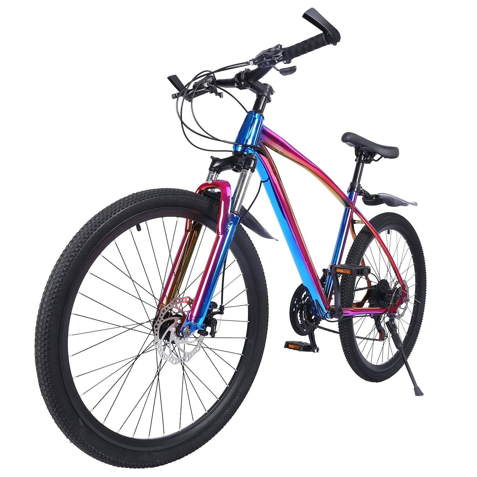 Mens Mountain Bike Bikes,Beach Bicyle，24 Inch, 21-Speed,Lightweight,Gearbox System,Disc Brake(Colour:Gloss Red) (Multicolor, One Size)