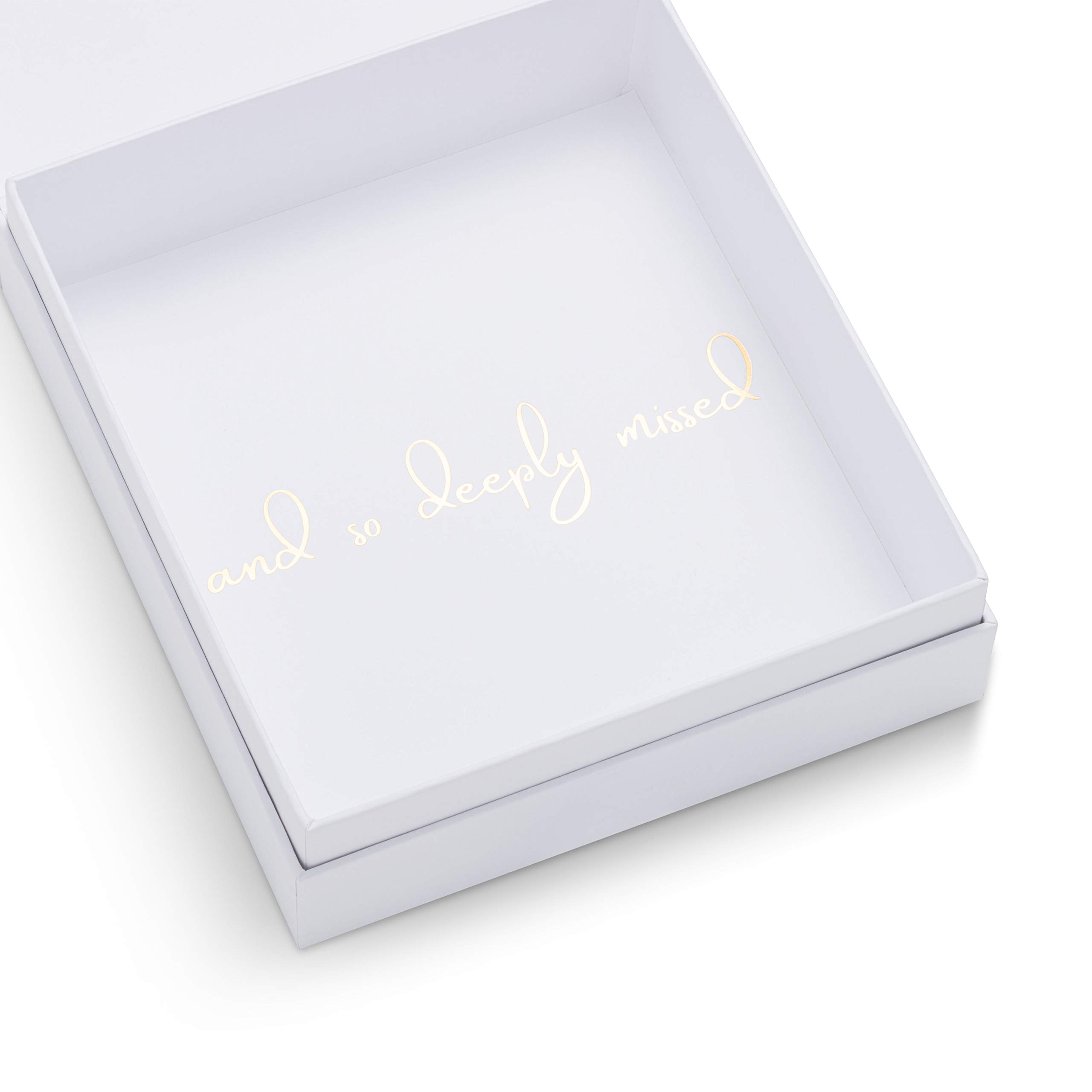 Halo Remembrance Necklace | White Linen and Gold Foil Premium Extra Large Keepsake Box | Miscarriage Gift, Infant Loss, Memory Item, Memorial Gift