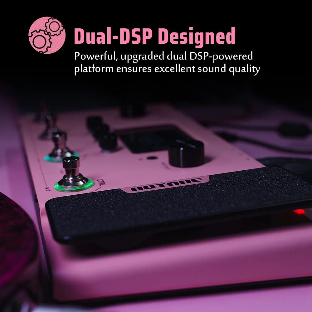 Hotone Ampero MP-100 Guitar Bass Amp Modeling IR Cabinets Simulation Multi Language Multi-Effects with Expression Pedal Stereo OTG USB Audio Interface(Pink Limited Edition)