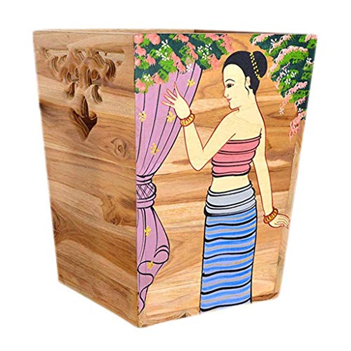 HASMI Garbage bin 1.6 Gallons Wood Waste Bin Decorative Trash Can Square Wastebasket Recycle Bin for Living Room Bedroom Office Trash Can Trash Can