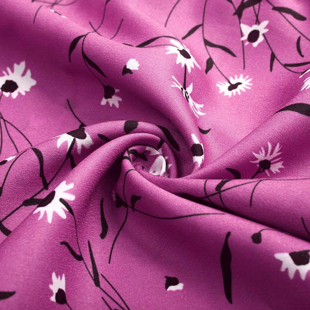 Keepfit Floral Print Sling Dress for Womens Sexy Ruffle Lace Ups Summer Dress Back Zipper Patchwork Beach Dress