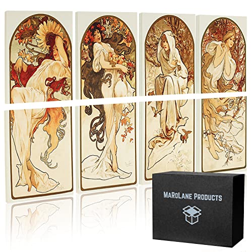 MaRoLane Products Art Acoustic Panel 8pack-Exclusive Design Sound Absorption Panels- 48"x32"x.9" (The Seasons - Alphonse Mucha (1897))