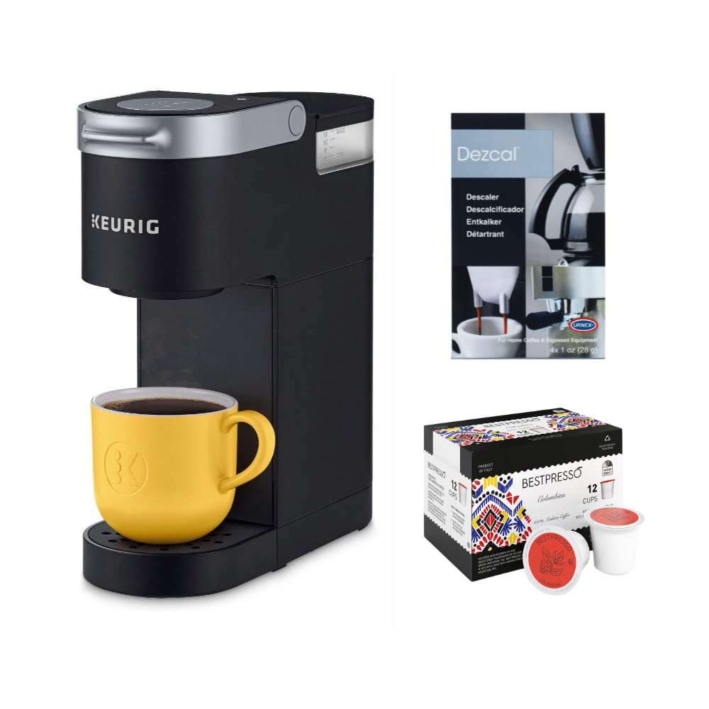 Keurig K-Mini Single Serve K-Cup Pod Coffee Maker (Black) with Descaling Powder and 12-Count Single Serve K-Cup Bundle (3 Items)