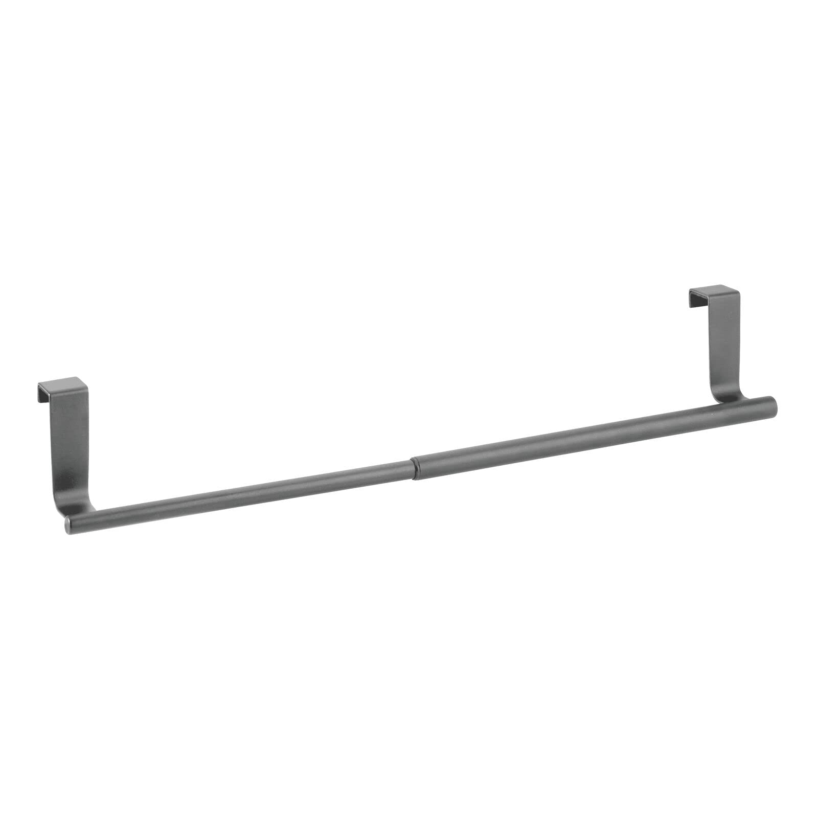 mDesign Adjustable, Expandable Over Kitchen Cabinet Towel Bar Rack - Hang on Inside or Outside of Doors, Hold Hand, Dish, Tea Towels - Customizable to 17" Wide, Omni Collection - Matte Black