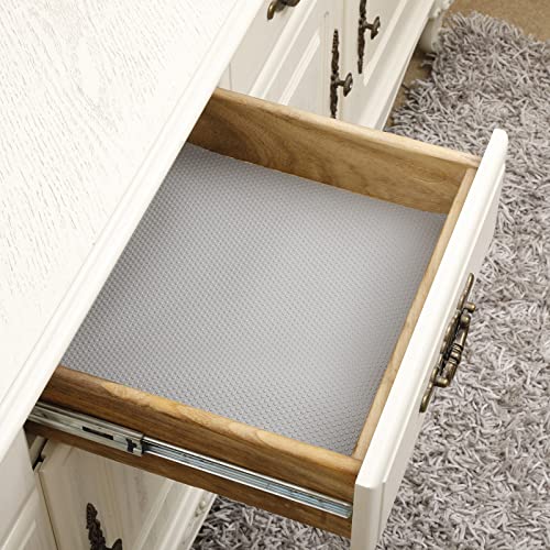 Hersvin Shelf Liner, 23.6"x118.1" Non-Adhesive Drawer Liners EVA Kitchen Cupboard Cabinet Covering Undersink Mat Washable Fridge Lining Paper for Home Office (Light Gray/Dot)