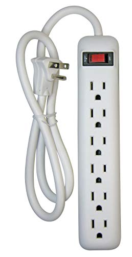 Prime Wire PB801124 6-Outlet Power Strip with 14-3 SJT 3-Feet Cord