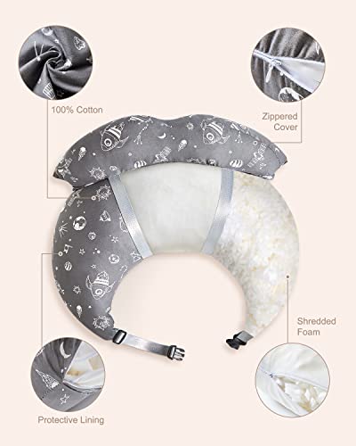 Insugar Nursing Pillow for Breastfeeding, Plus Size Shredded Memory Foam Breastfeeding Pillows for Mom and Baby, More Support with Fence Protection, Adjustable Waist Strap, Removable Cotton Cover