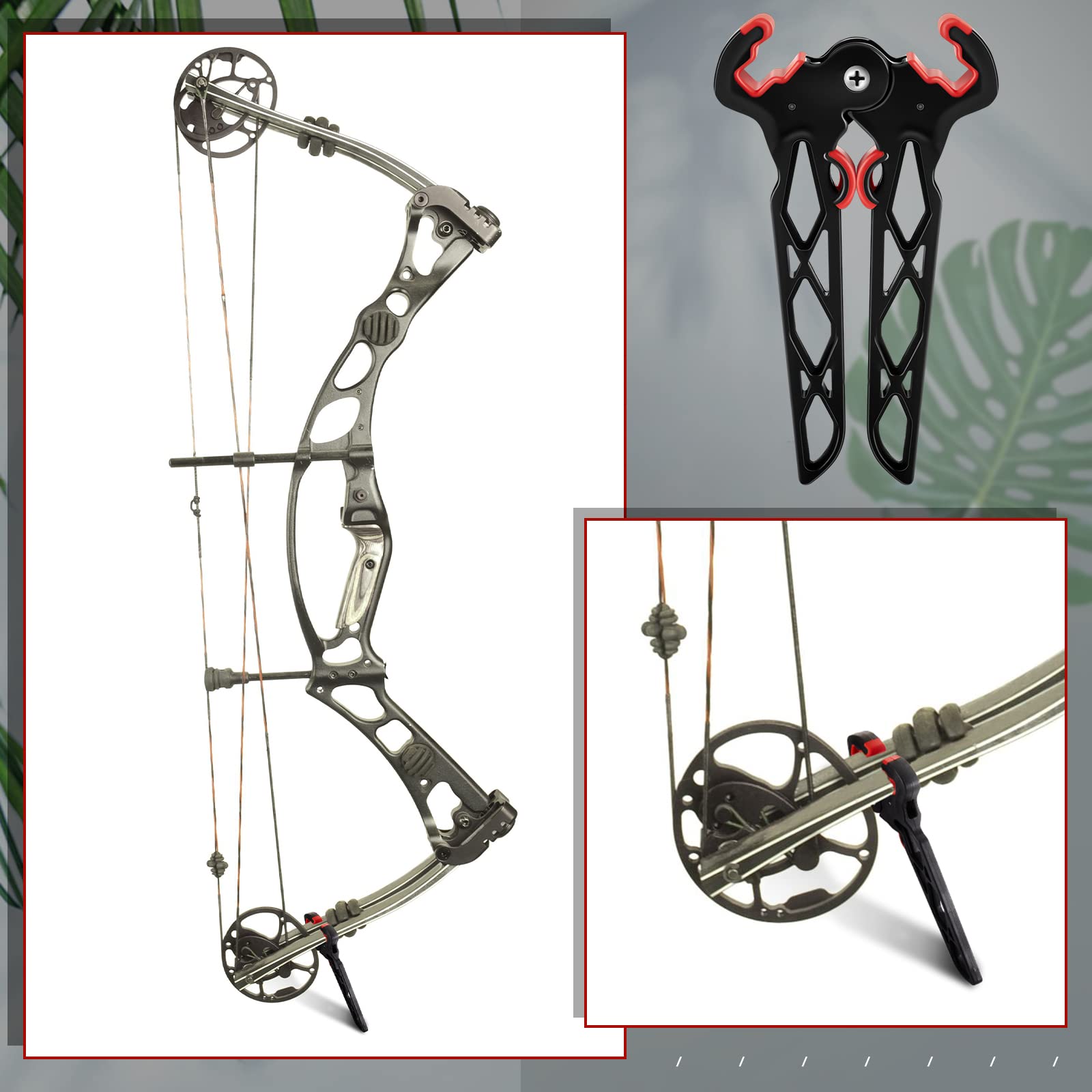Lewtemi 2 Pcs Arrow Saw Archery Bow Stand Folding Portable Bow Stand for Compound Bow Limb Clamp Kick Stand Holder for Hunting Target Shooting Sports Accessories