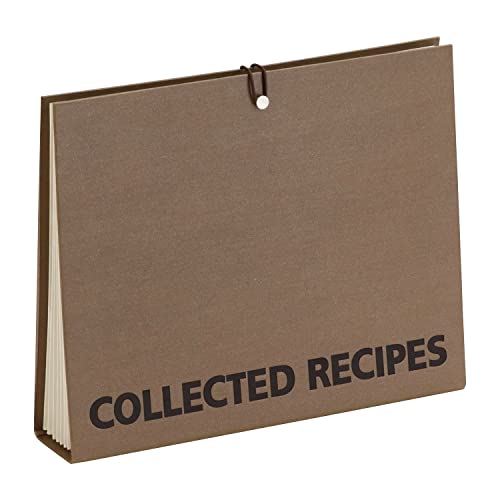 Meadowsweet Kitchens File Organizer for Recipes - Expanding Recipe File Folder Organizer with Dividers, Accordion Style Organizer for Recipe Cards, Clippings, Full Size Recipes - Brown & Metallic