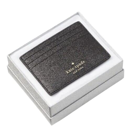 Kate Spade Joeley Tinsel Glitter Slim Card Case Gift Boxed (Black)