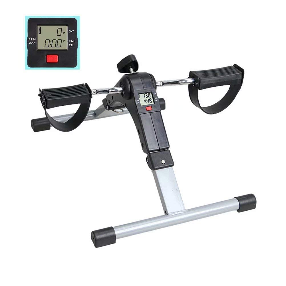 ipalmay Under Desk Folding Bike Pedal Exerciser with LCD Display, Magnetic Mini Exercise Bike, Recovery Exerciser with Adjustable Resistance