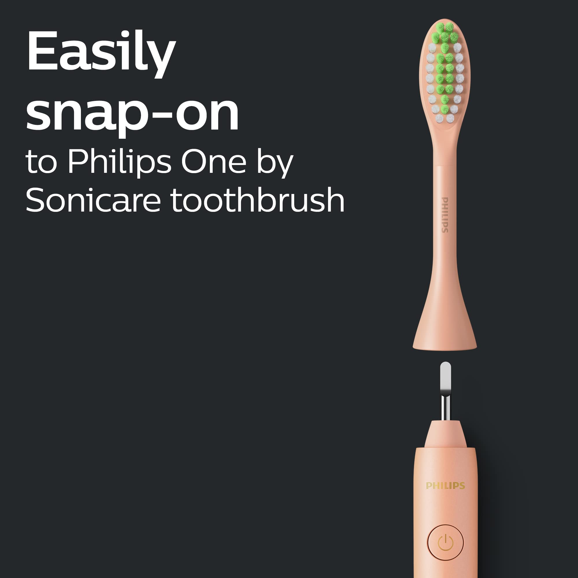 Philips One by Sonicare Rechargeable Toothbrush, Shimmer, HY1200/05 with Philips One by Sonicare, 2 Brush Heads, Shimmer, BH1022/05