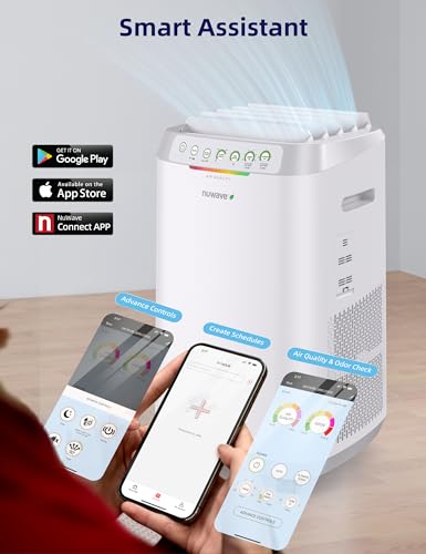 Nuwave OxyPure ZERO Air Purifiers with 20 Yr Washable and Reusable Bio Guard Tech Air Filter, Large Room Up to 2002 Ft², Air Quality Monitor, 0.1 Microns, 100% Capture Allergies, Smoke, Dust, Pollen
