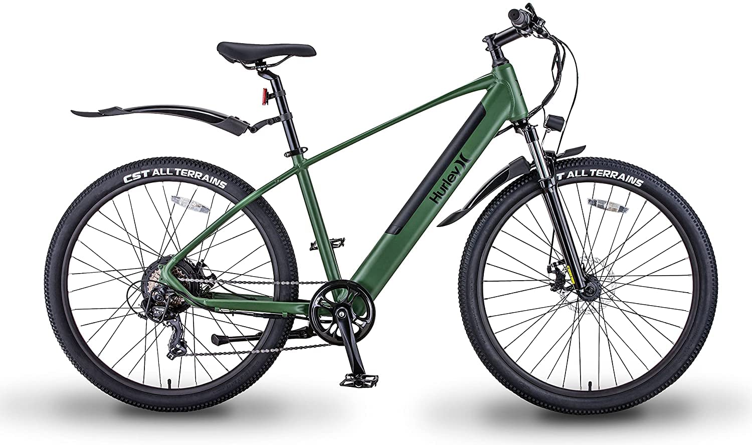 Hurley Electric Bikes Tailslide Mountain Bike E-Bike (Green, Medium / 17 Fits 5`6″-6`2″)