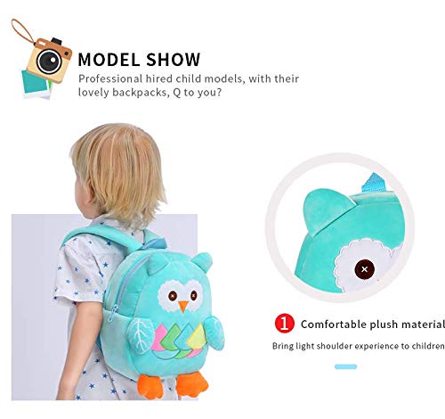 KTKA Cute Toddler Backpack Stuffed Cartoon Animal Mini Schoolbag For Boys And Girls (Blue owl)