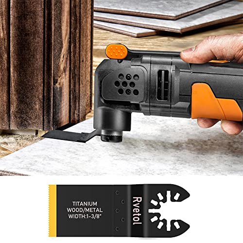 Oscillating Multitool Blades, 10Pcs Titanium Oscillating Tool Saw Blades Kit for Cutting Hard Material Metal Wood Nails Plastic, Compatible with Rockwell Dewalt Milwaukee Makita Ryobi
