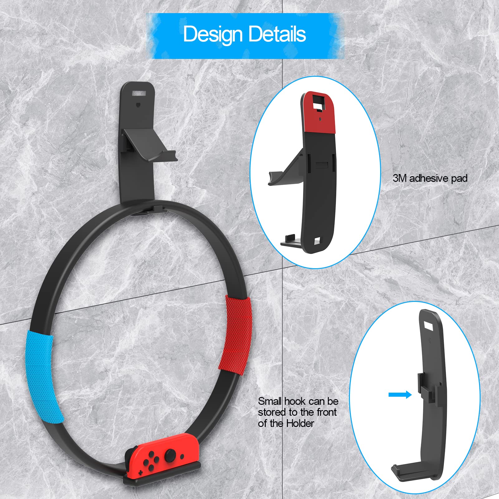 JOYTORN Wall Mount Hanger for Nintendo Switch Ring Fit Ring-Con,Pro Controller,PS5/PS4/PS3/Xbox Series S/X/Xbox 360/Xbox One/S/X/Elite Controller or Headset-Black