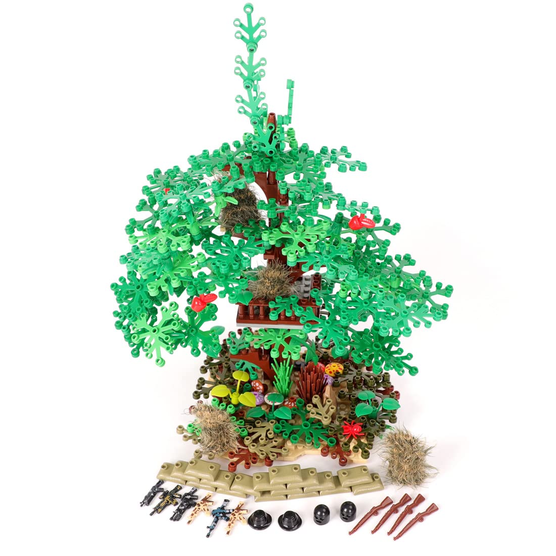 MISINI Military Secret Watchtower Building Block Set, WW2 Army Battle Scene Building Kit Included WW2 Weapon Pack Bricks Toys, Army Gear Combat Accessory Pack,Compatible with Lego