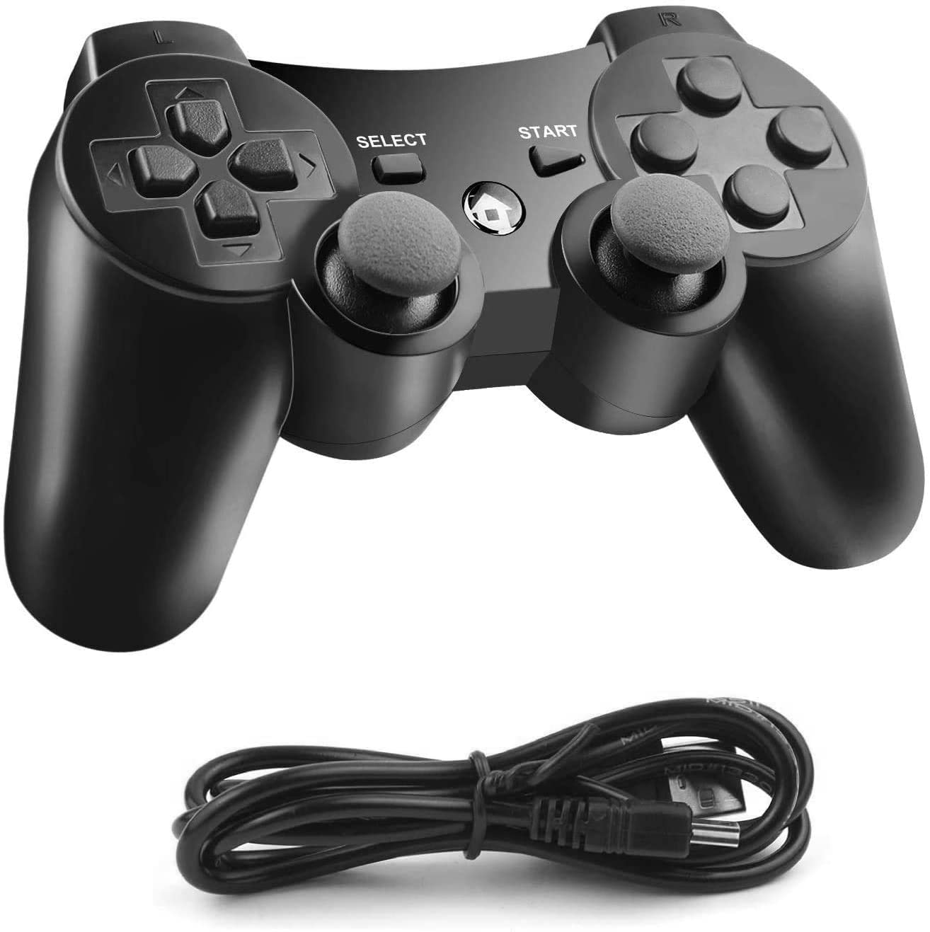 JAMSWALL Wireless Controller Compatible with PS-3 Play-station 3, Wireless Bluetooth Joystick with Charger Cable Cord, black