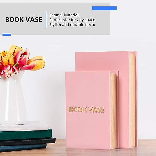 Home Decor Book Shaped Decorative Vase,Resin Vases for Home Decor,nique Home,Bedroom,Office Accent,Bookshelf Unique Vase Book Lover (Pink)
