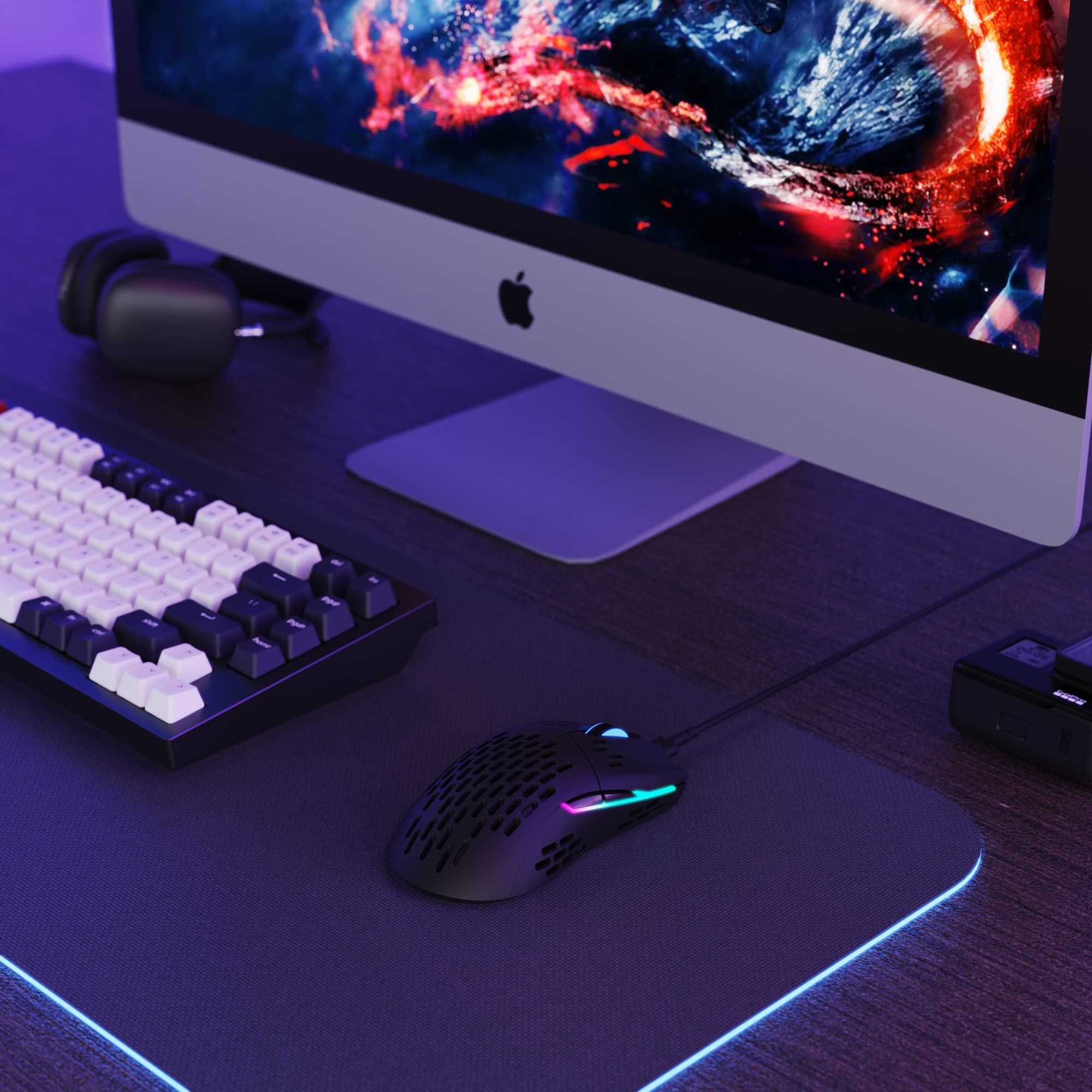 Keychron M1 Wired Gaming Mouse PMW3389 Sensor 16,000 DPI, 68g Ultra-Lightweight, On-Board Memory, RGB Backlit, PC/Mac (Black)