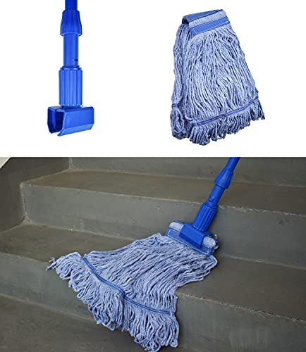 Mop Head Replacement Commercial Heavy Duty String Blue Wet Mop Heads for 3 Typs Commercial Mop Handle(1,Large)