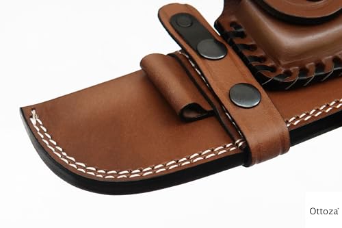 Ottoza Handmade XL Leather Knife Sheath RIGHT HAND Tracker Knife Sheath - Bushcraft Knife Sheath - Hunting Knife Sheath - Survival Knife Sheath Horizontal Carry Dark Brown TOP GRAIN LEATHER No:205