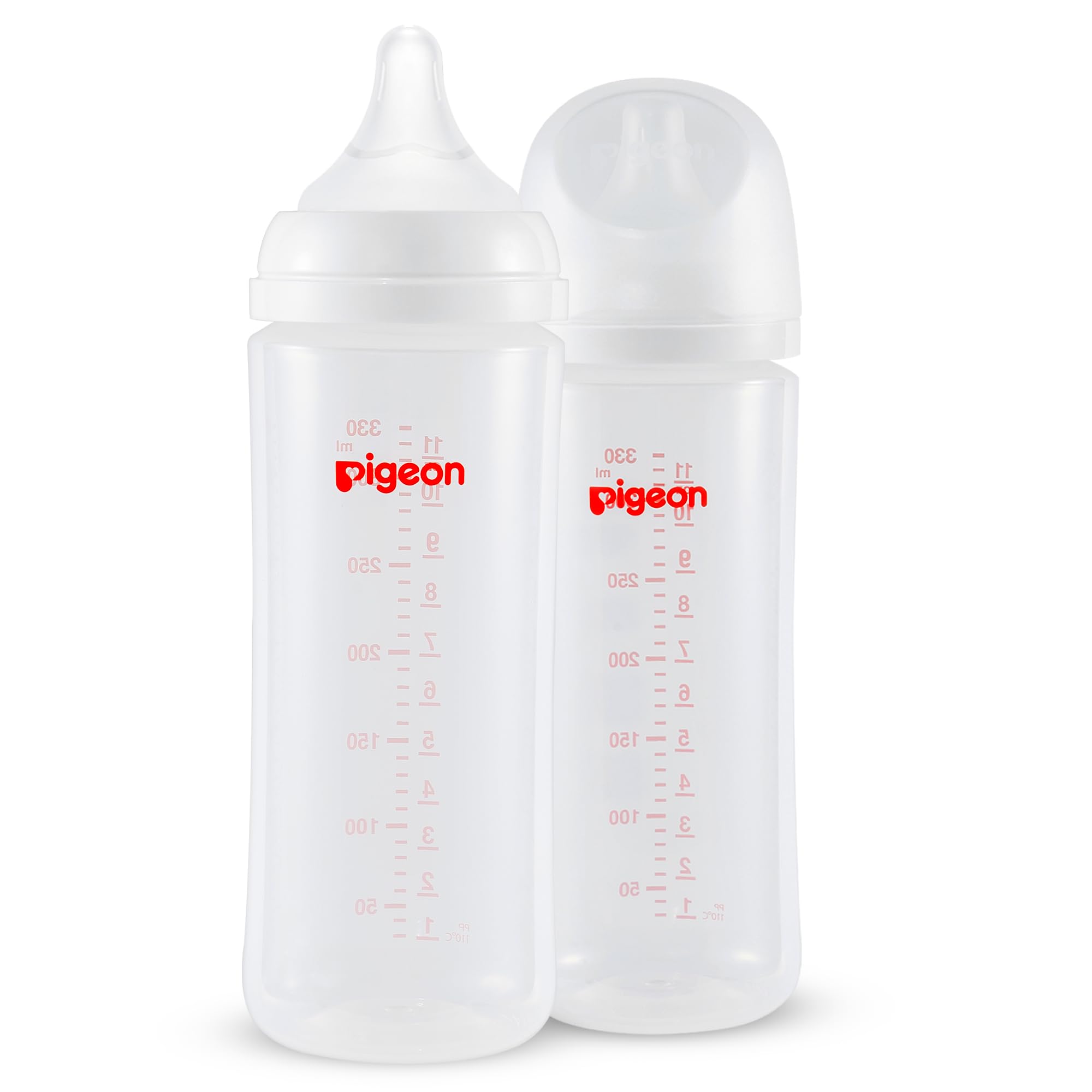 Pigeon PP Nursing Bottle Wide Neck, Streamlined Body, Natural Feel, Easy to Clean, 5.4 Oz, Includes 1pc SS Nipple (0m+)