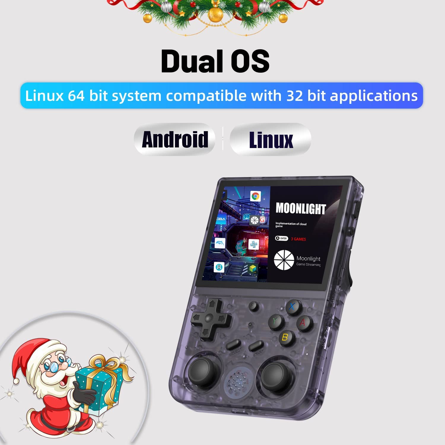 RG35XX Plus Retro Video Handheld Game Console with Bag 3.5 in IPS Screen Linux OS 64G TF Card with 5570 Classic Games Built-in 3300mAH Battery Compatible with 5G WiFi (RG353V)