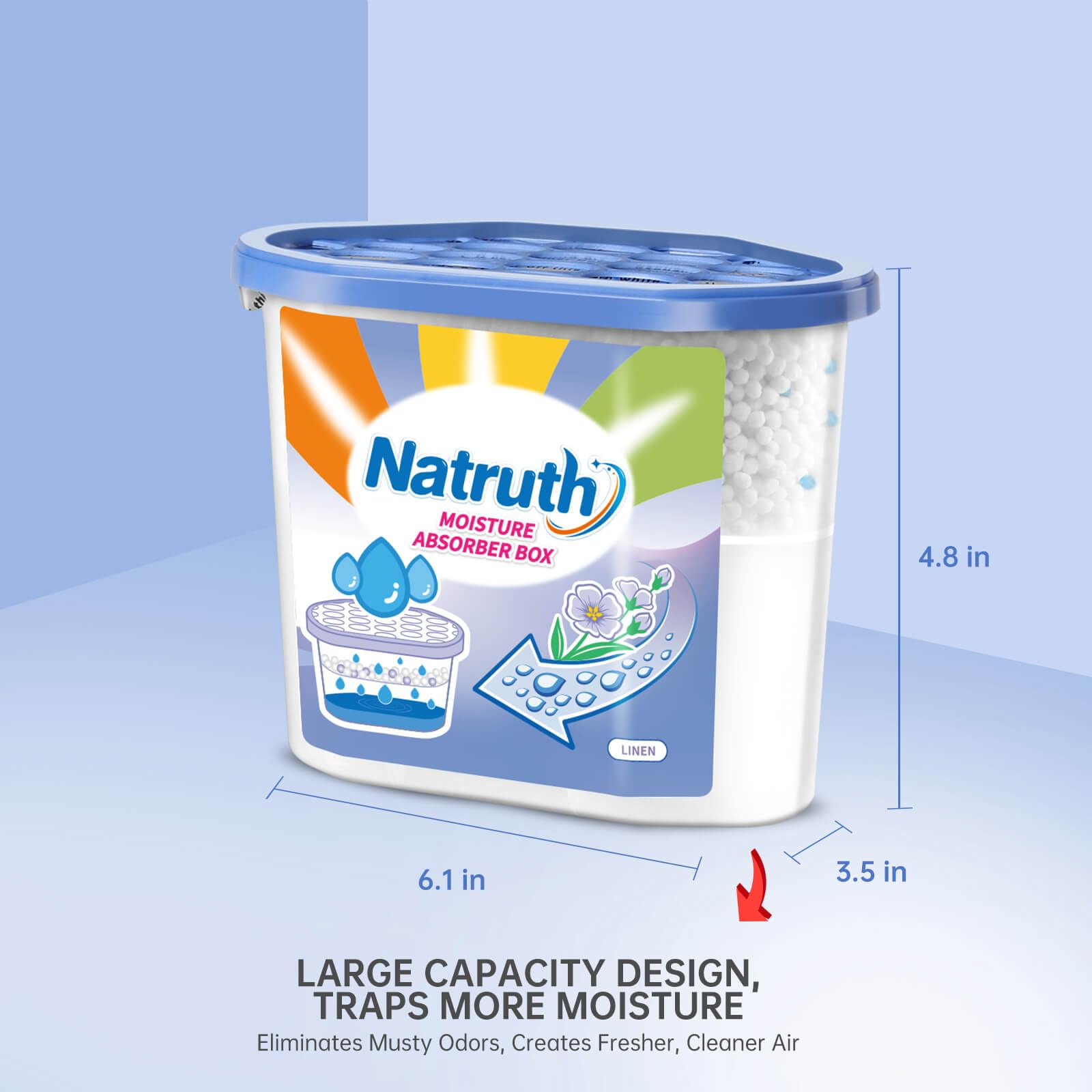 NATRUTH Fresh Linen Moisture Absorber(6 Pack)12.5 Oz,Humidity Absorber Attracts Extra Moisture from Your Bathroom, Closet, Kitchen & Study, Dehumidifier for Closet