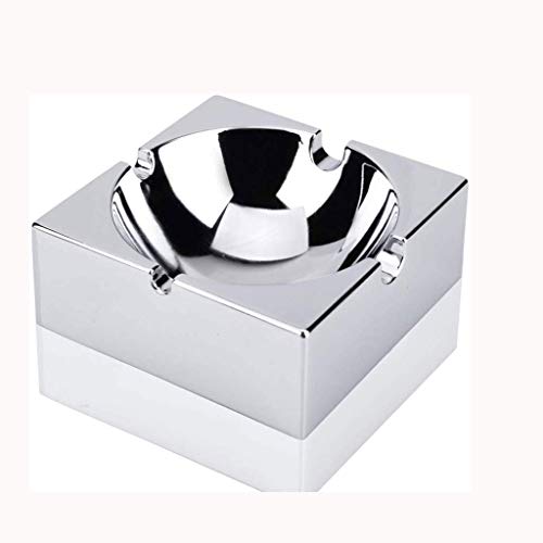 KTSCFS Ashtray， Desktop Square Thickening Bright Stainless Steel Bar KTV Living Room Indoor Smoking Ash Tray Home
