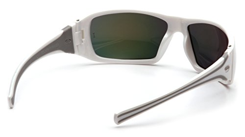 Pyramex Goliath Safety Eyewear, White Frame, Indoor/Outdoor Mirror Lens