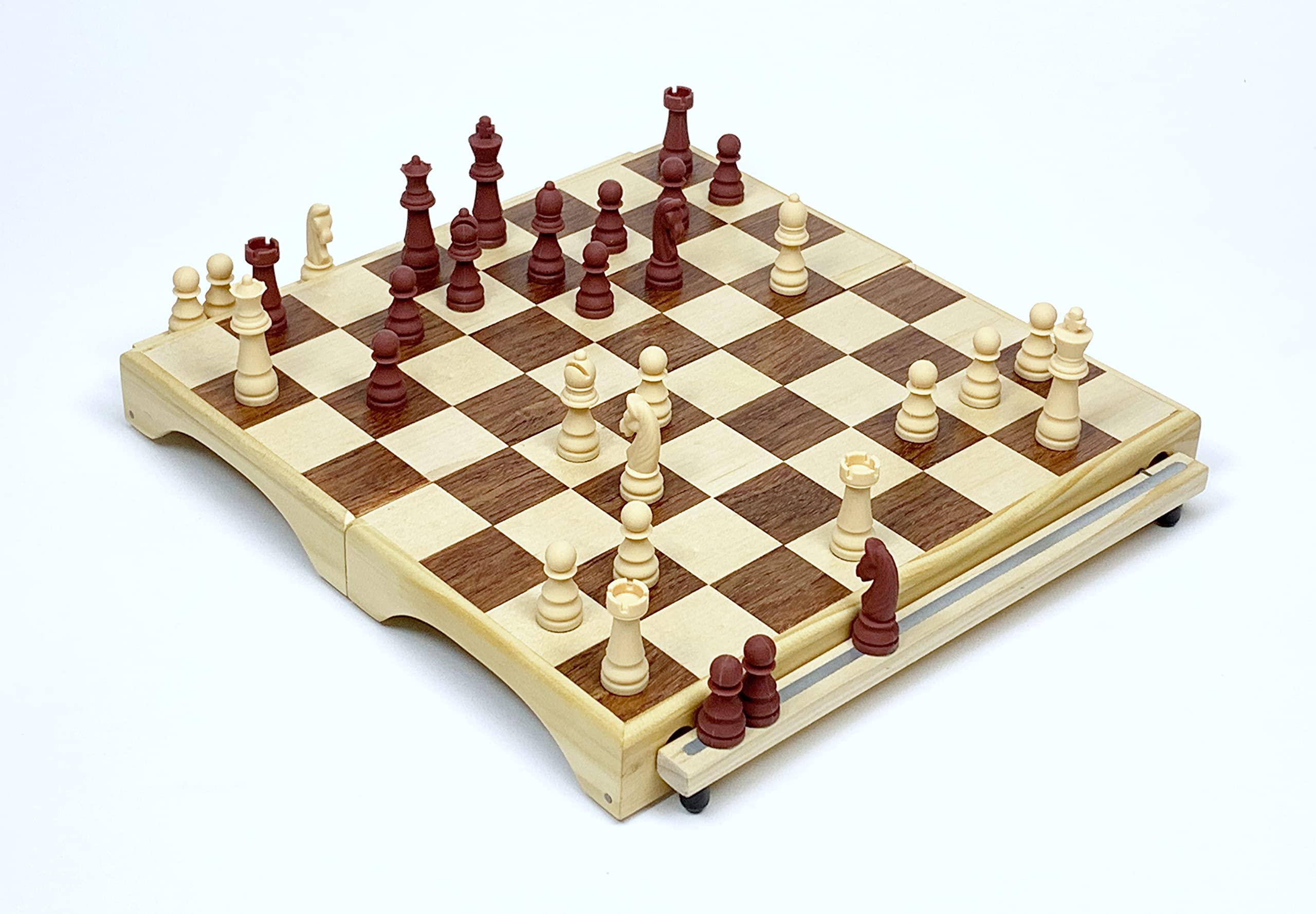 Magnetic Travel Chess Set/w Swing-Out Platforms, Lock The Board Flat, Canvas Carry Bag. Kids Love This Set!
