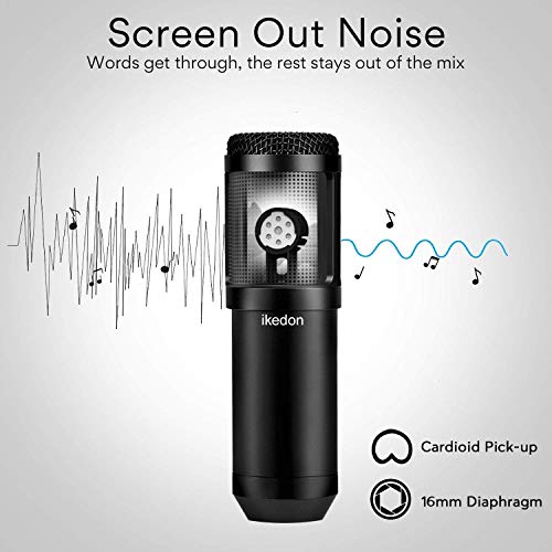 Ikedon 192KHz/24Bit USB Condenser Microphone, Plug & Play, Studio Cardioid Mic for Recording YouTube Gaming Podcasting