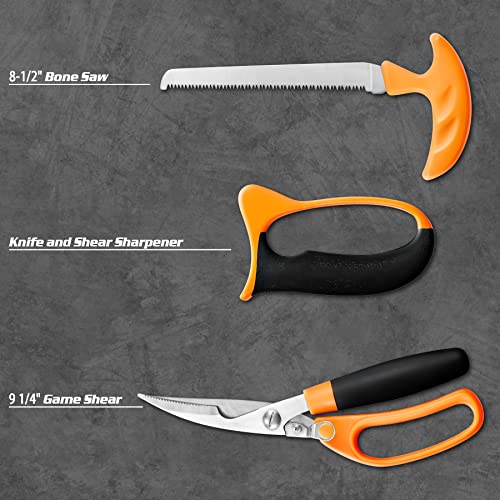 KNINE OUTDOORS Hunting Deer Knife Set Field Dressing Kit Forest Portable Butcher Game Processor Set, 12 Pieces
