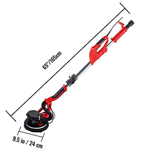 Mophorn Drywall Sander 850W, Electric Drywall Sander, Variable Speed 800-1750 RPM, Foldable Sheetrock Sander, with Telescope Handle, Electric Sander, with LED Strip Light and Vacuum Bag, Wall Sander