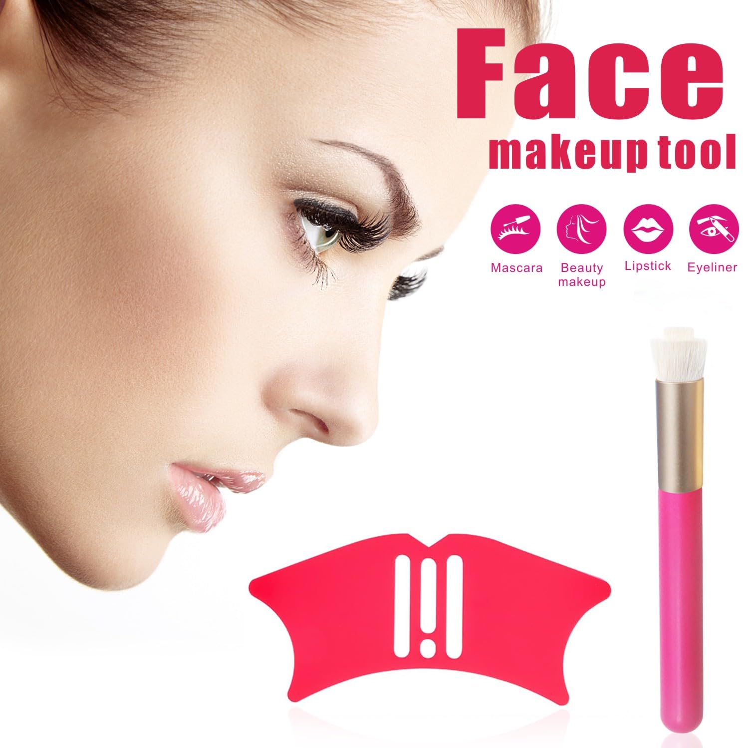Idefair Nose Contour Stencil Shadow Tool, 4 in 1 Reusable Silicone Nose Contour Shadow Highlighter Template Brush Tool, Multi-Functional Makeup Applicator for Nose Eyeliner Shadow Lip