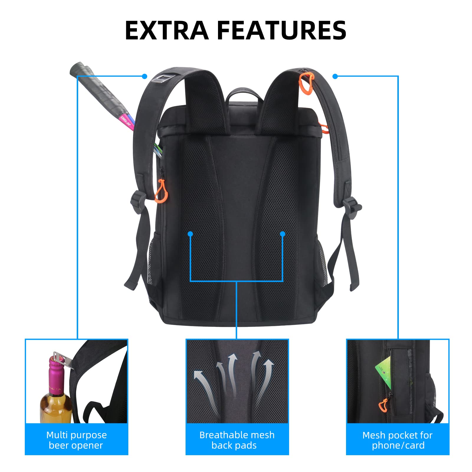 LOSAHI Insulated Cooler Backpack - 330ml Capacity, Waterproof, Leakproof, Multi-Pocket, Ergonomic Design