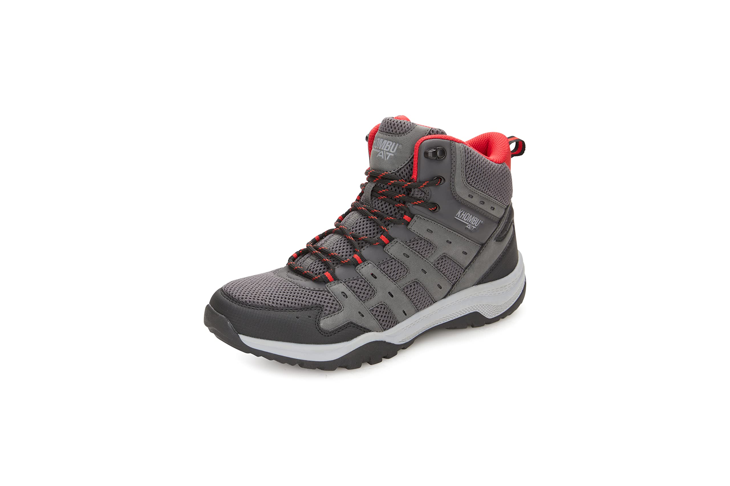 Khombu Atwood Waterproof Hiking Boots for Men Aggresive Lug Pattern Rugged & Hardy Structure, Forged Iron/Red, 10