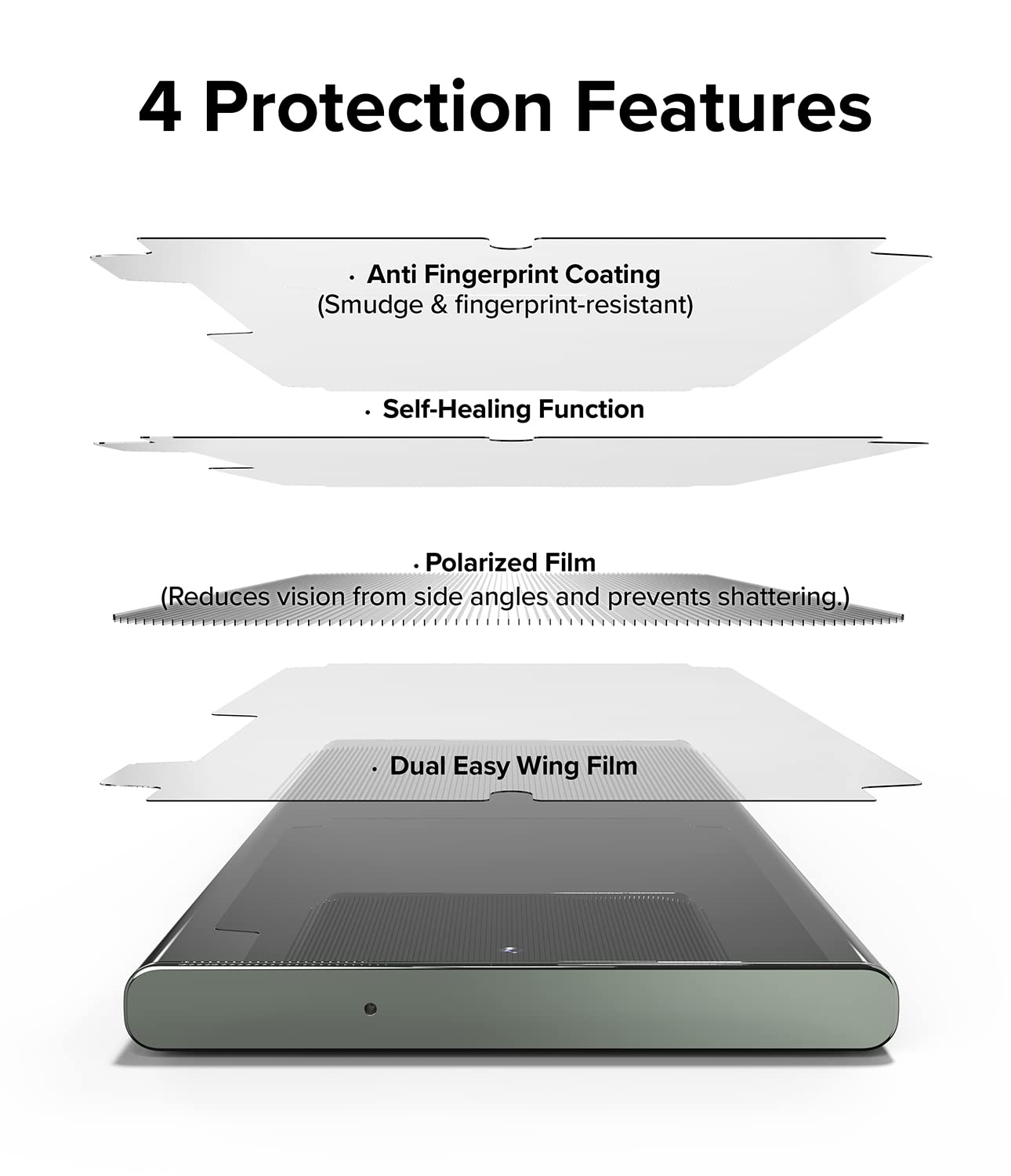 Ringke Privacy Dual Easy Wing [Anti-spy] Compatible with Samsung Galaxy S23 Ultra Privacy Screen Protector 5G, Self-Healing Properties Anti-Fingerprint Coating Film with Easy Application Kit
