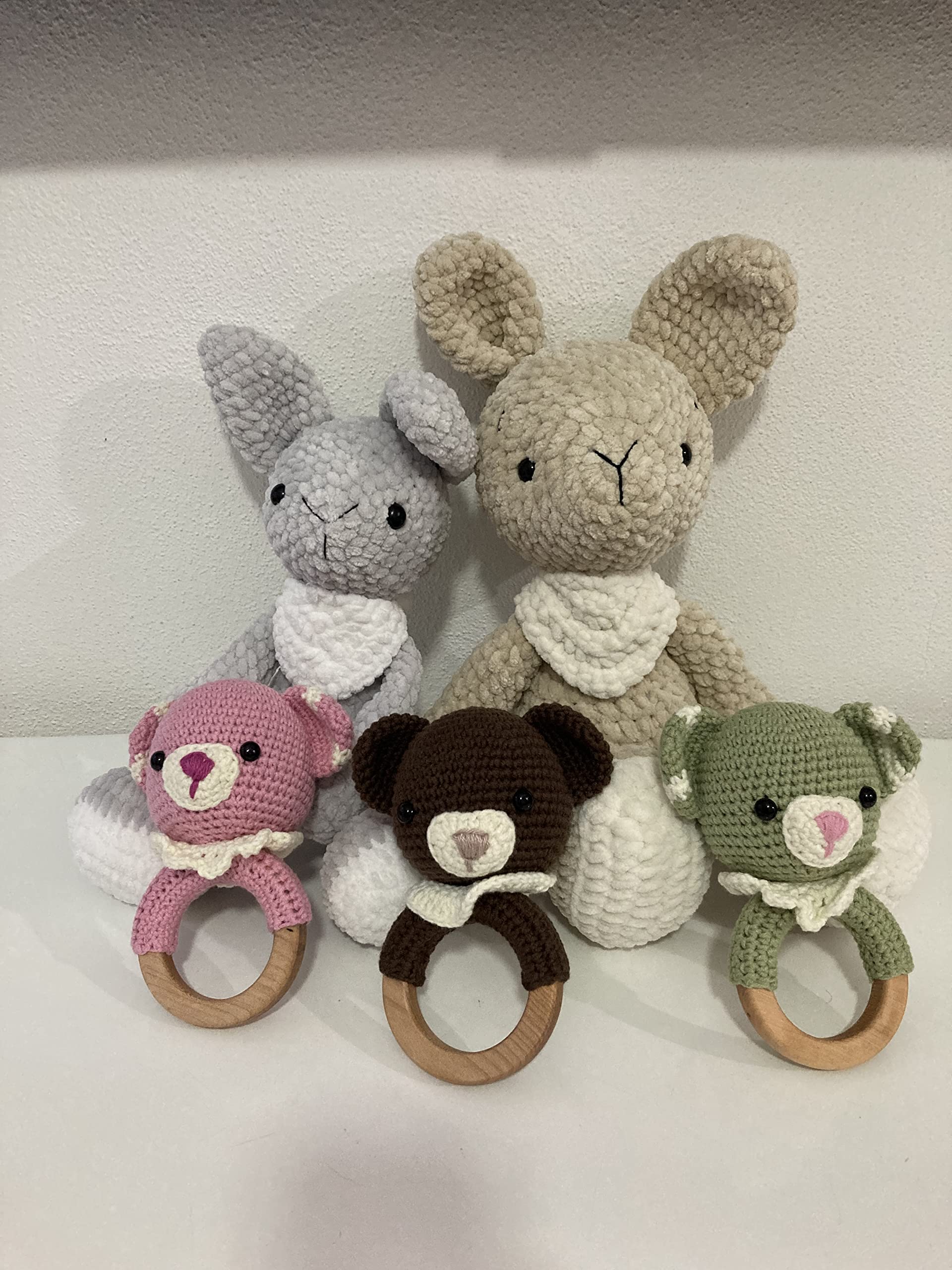 LuvYu Baby Amigurumi Pattern Crochet Teddy Bear: Turkish Handmade Rattle for Safe and Stimulating Early Learning - Handcrafted with Care