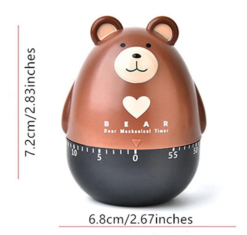 Mechanical Kitchen Timer Cute Cartoon Animal Timers 60 Minutes Mechanical Kitchen Cooking Timer Clock Loud Alarm Counters Mini Size Manual Timer (F)